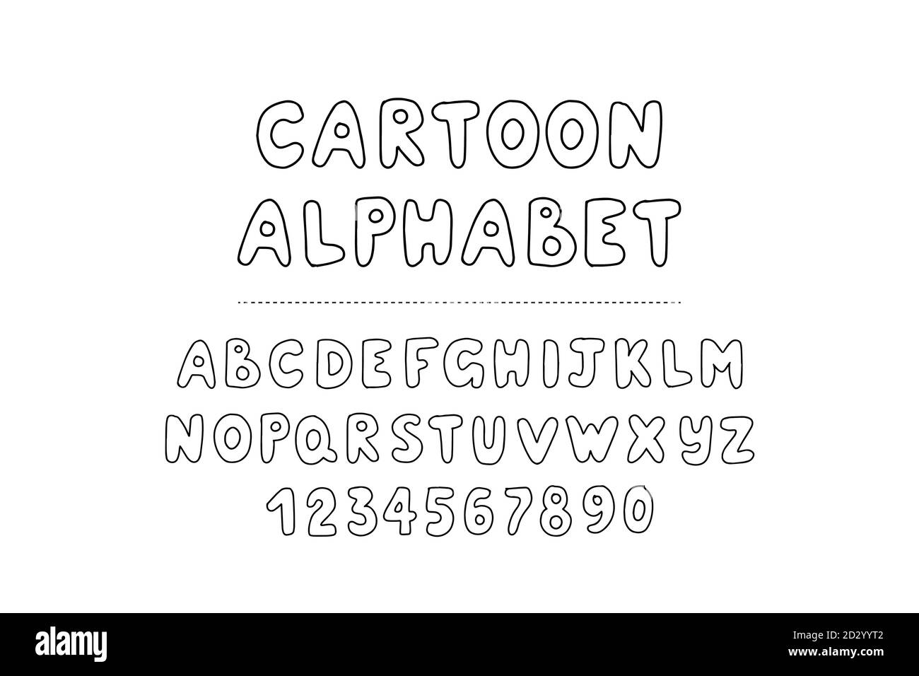 hand drawn alphabet, letters and numbers, vector illustration Stock ...