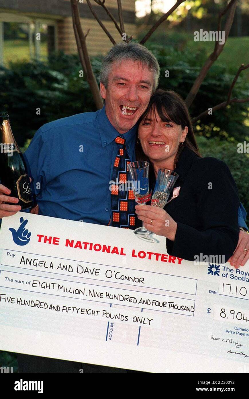 Cleaner Angie O'Connor with husband David celebrate in Birmingham today ...