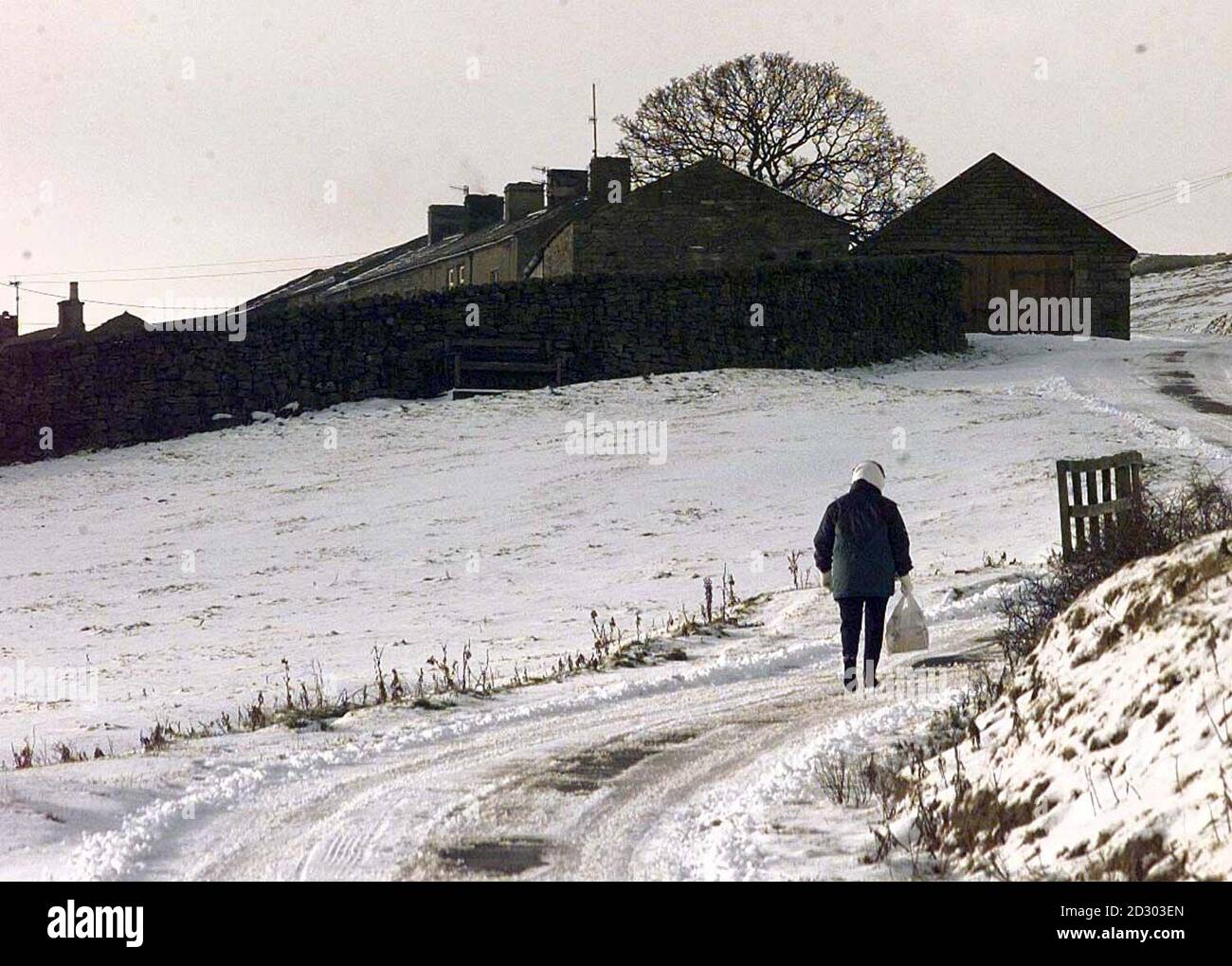 The scene in Gunnerside, Yorkshire, after snow showers affected areas ...