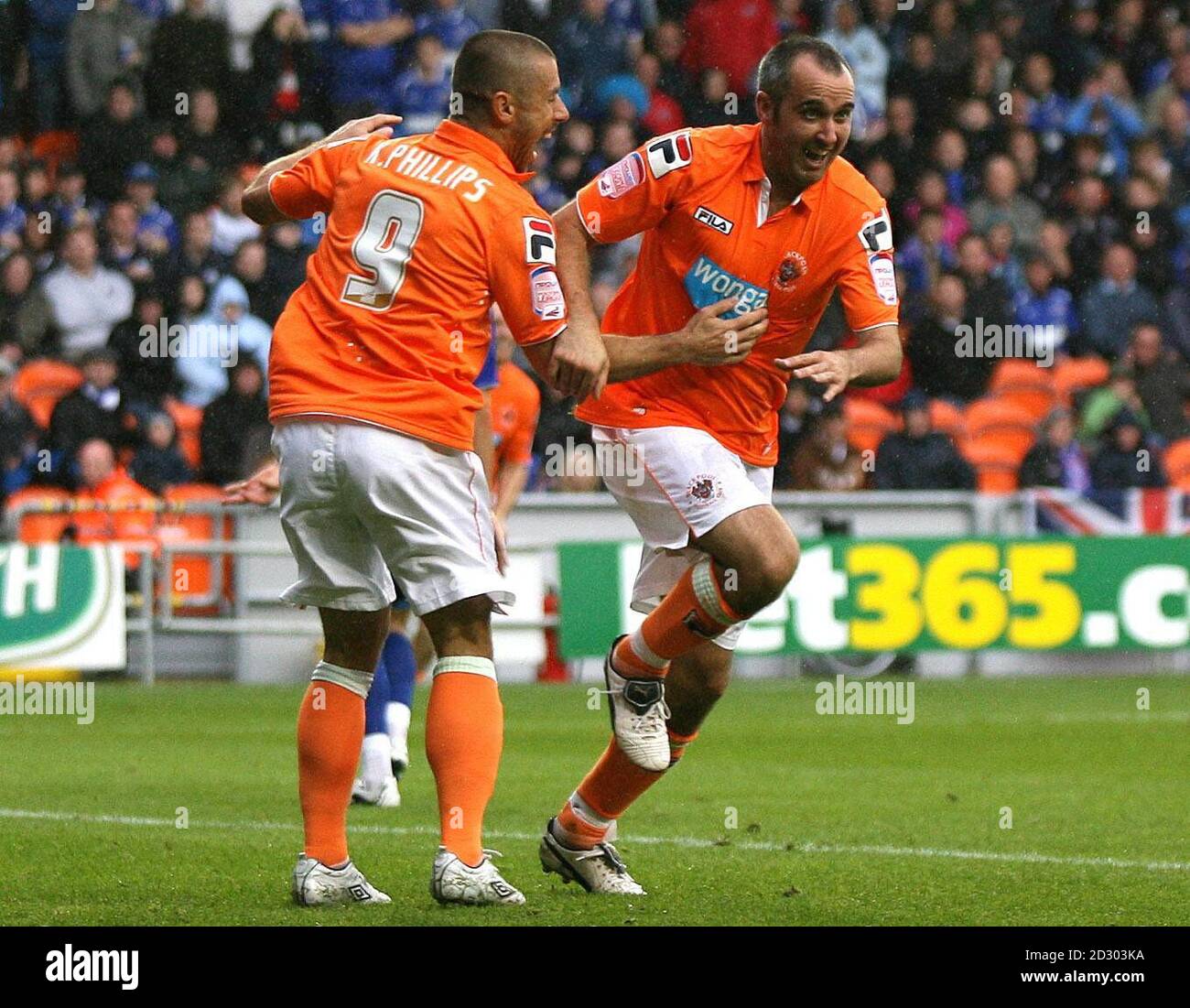 Blackpool's Gary Taylor-Fletcher celebrates scoring during the npower ...