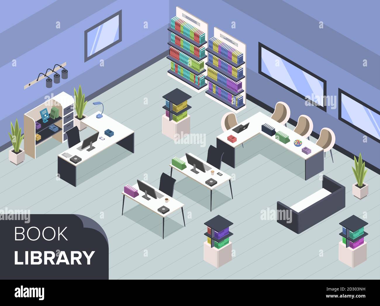Reception desk library Stock Vector Images - Alamy