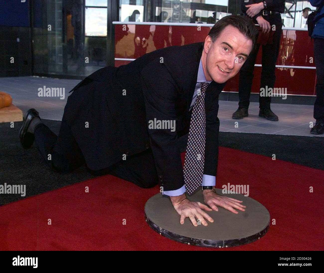 Hartlepool MP Peter Mandelson puts his hands in cement for the opening ...