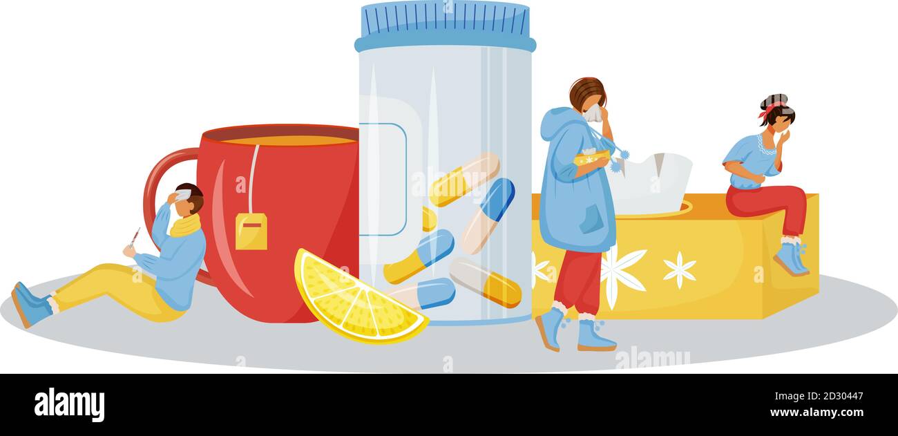 Illness treatment flat concept vector illustration. Pharmaceutical aid ...