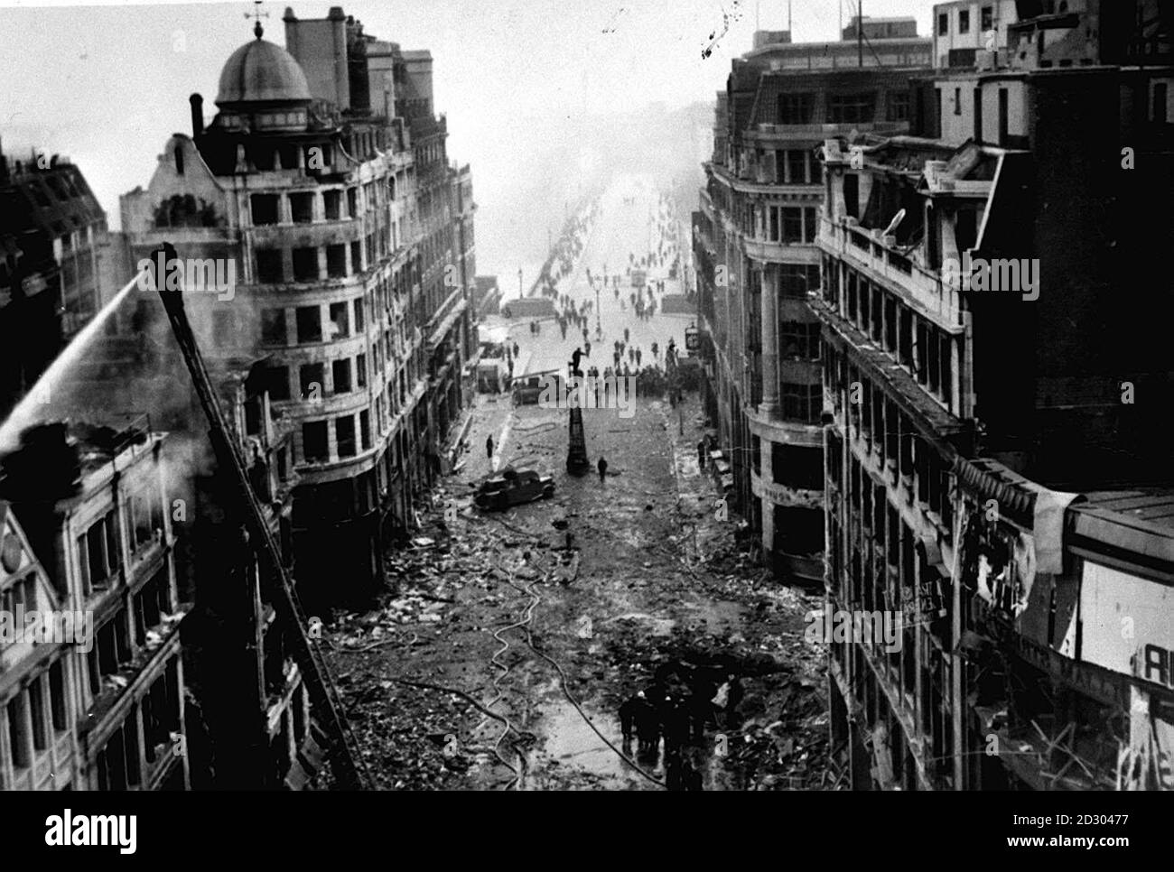 PA NEWS PHOTO AN UNDATED FILE OF THE SCENE FOLLOWING AN AIR RAID WHEN A ...