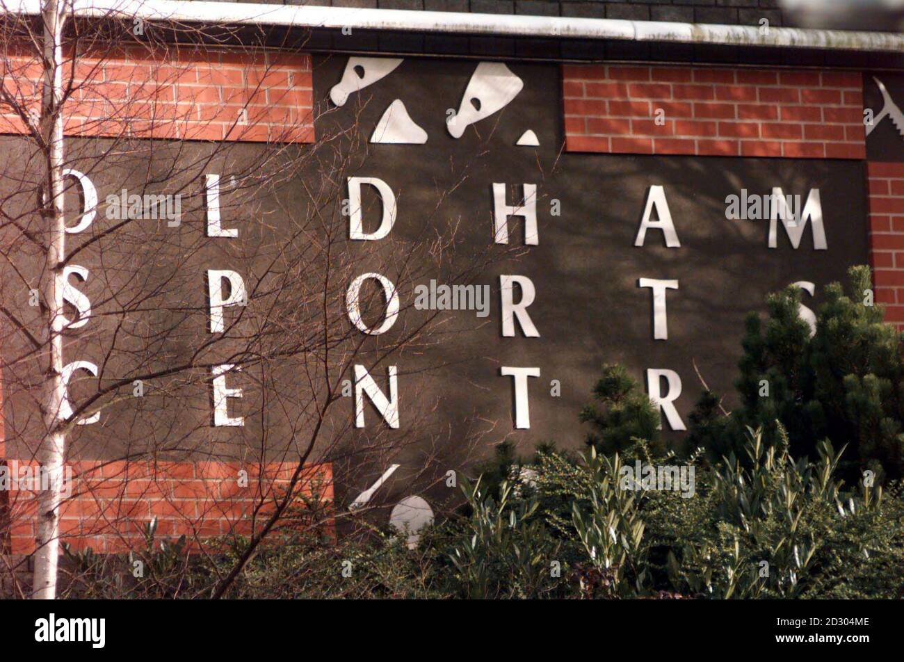 The sign at Oldham Sports Centre, where a coach ran over and killed a ...