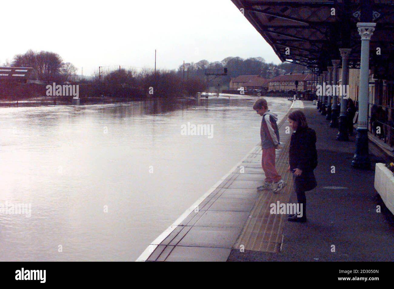 Local children on the platform of Malton Railway Station, after the ...