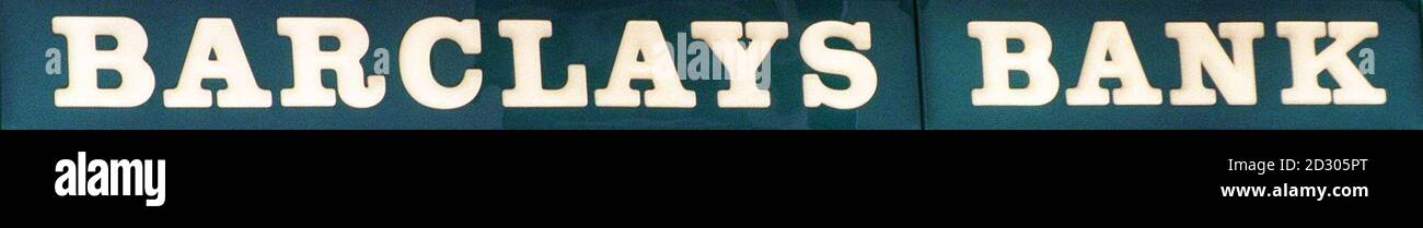 Sign from a Barclay bank. Numerous branches of the bank were targeted ...