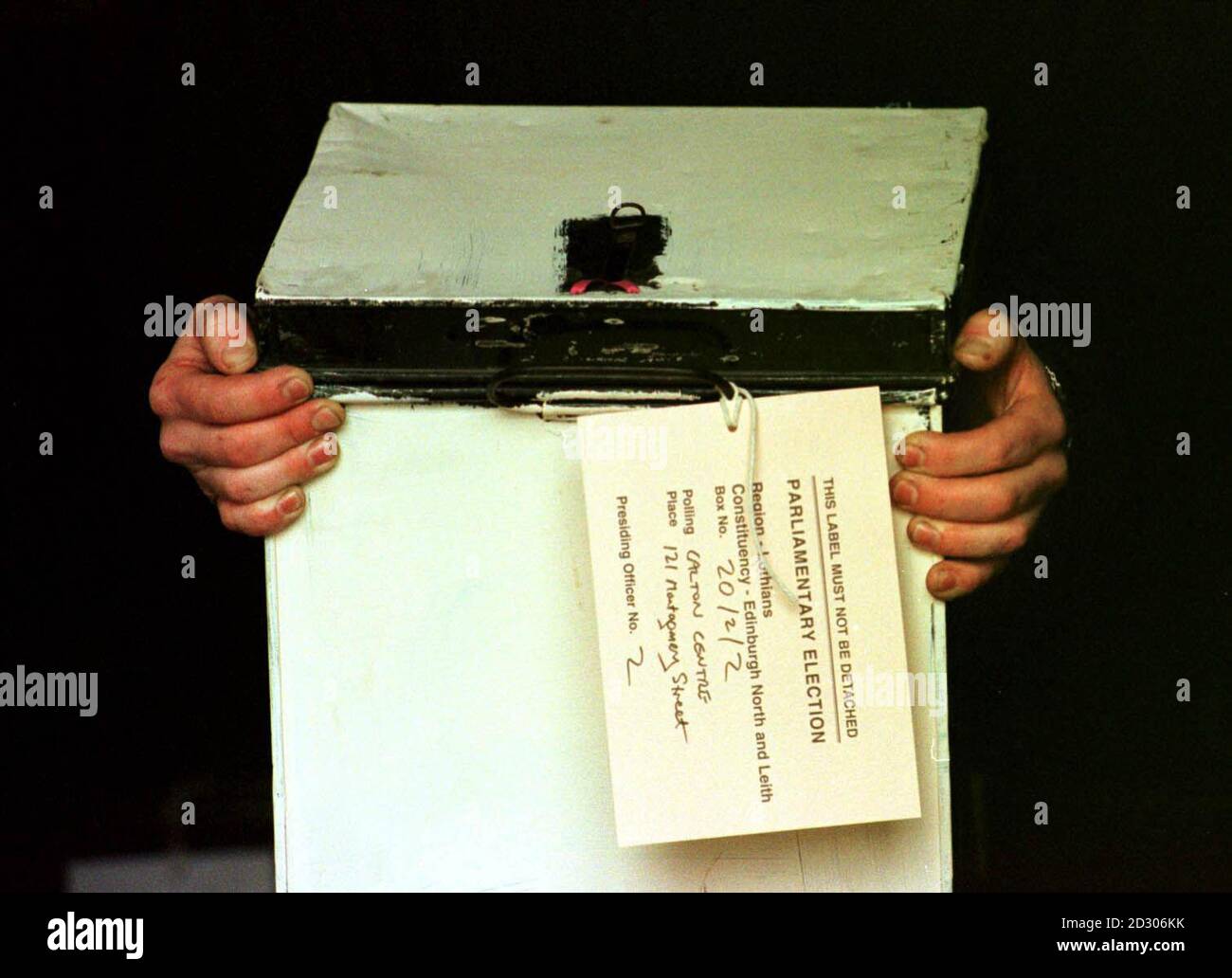 One of the hundreds of ballot boxes being lined up at the Meadowbank ...