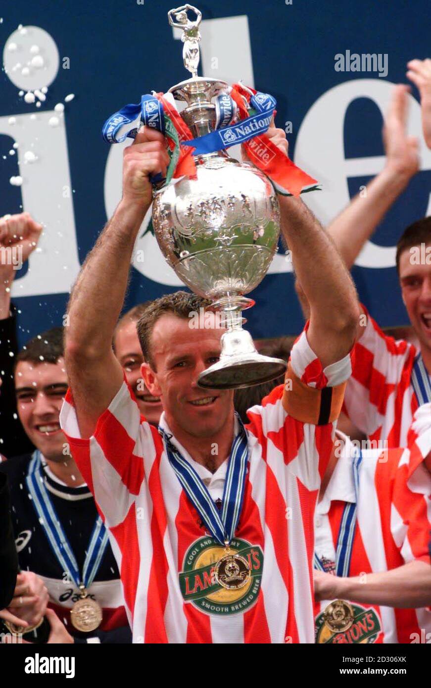 Sunderlands captain kevin ball lifts division one trophy hi-res stock ...