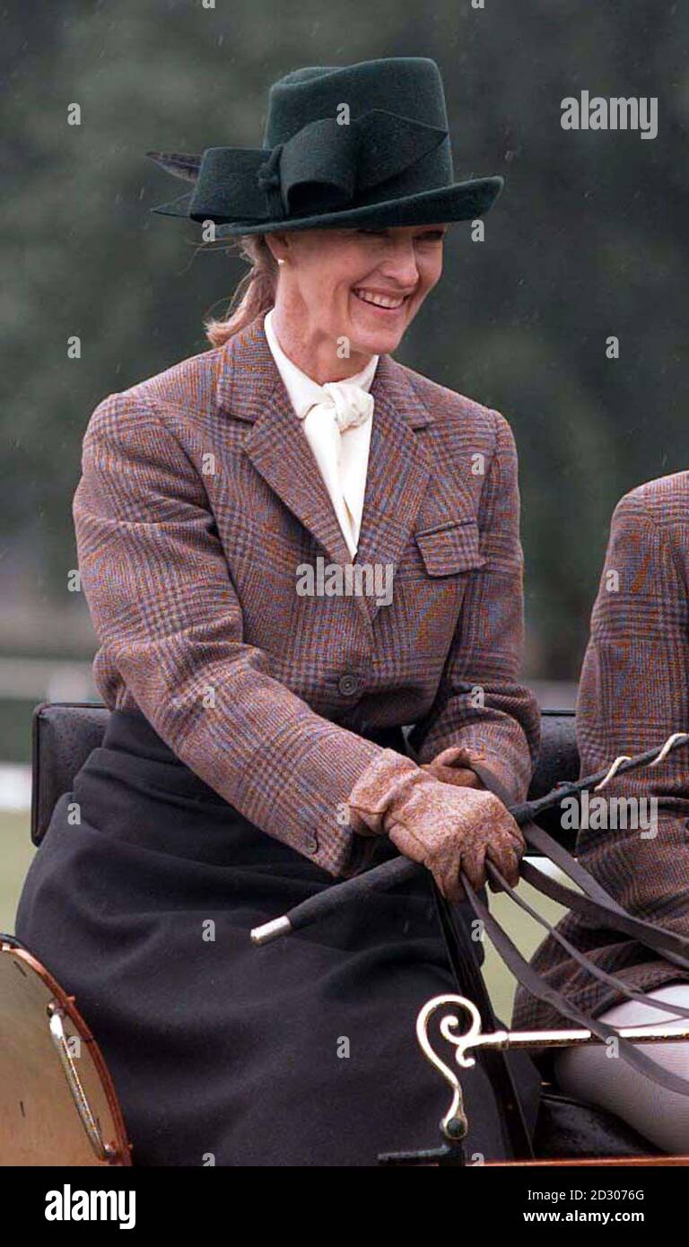 Lady Romsey smiles as she drives her pony tandem cart at the Royal ...