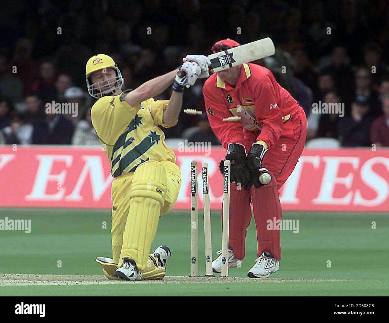 Australian batsman Steve Waugh, loses his bails at 62, bowled out by ...