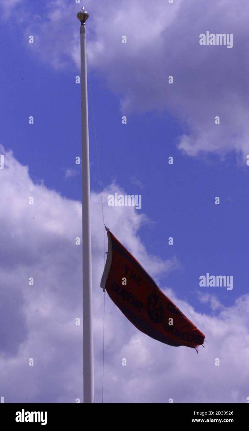 Flags fly at half mast outside the H.Q. of the Queens Gurkha Engineers ...