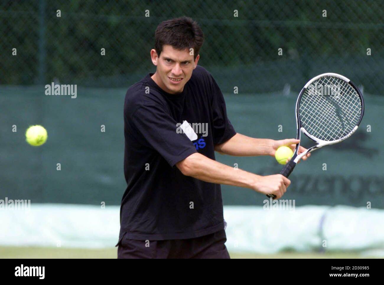 Britain's Tim Henman in action during a practice session at the ...