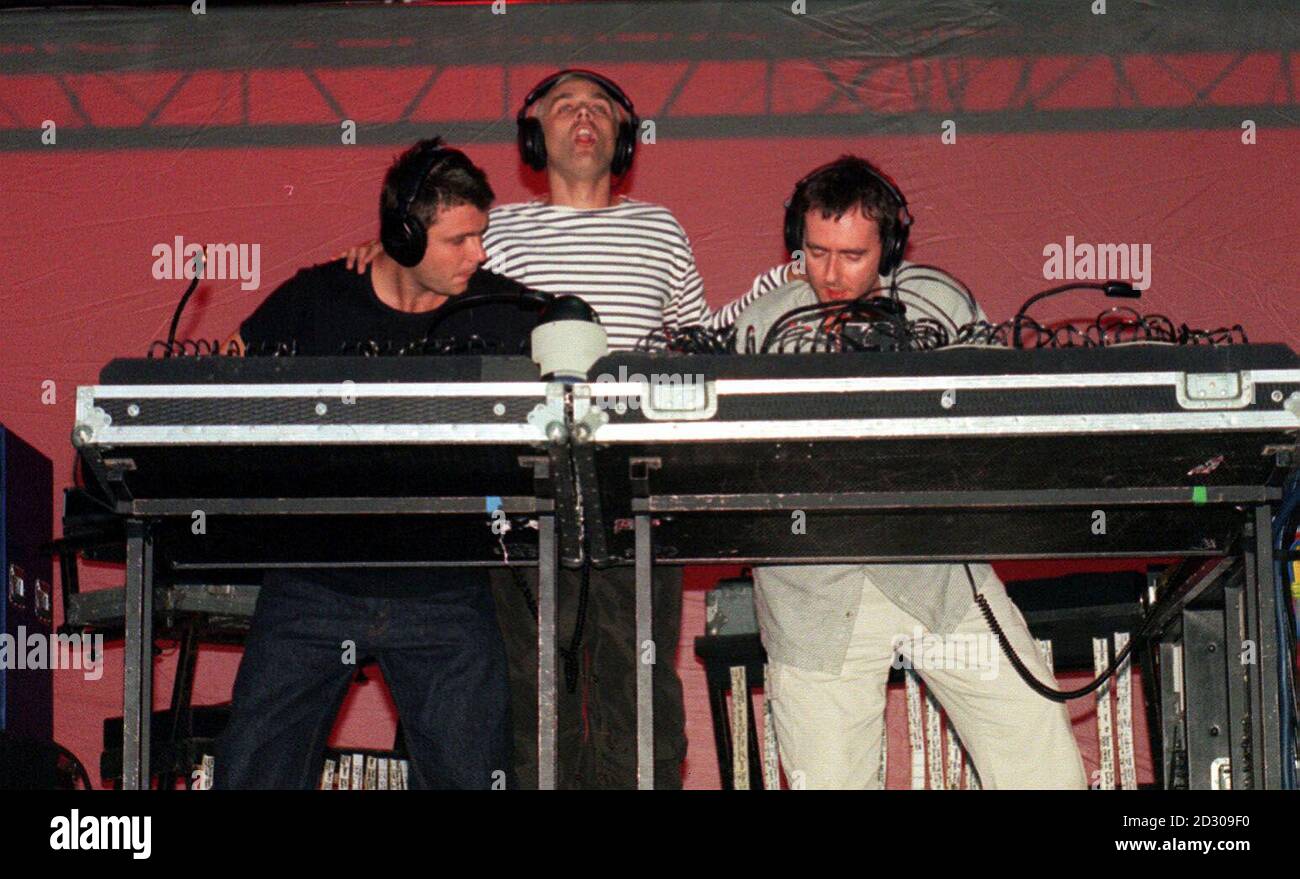 The band "Underworld", l-r Rick Smith, Karl Hyde, and Darren Emerson ...