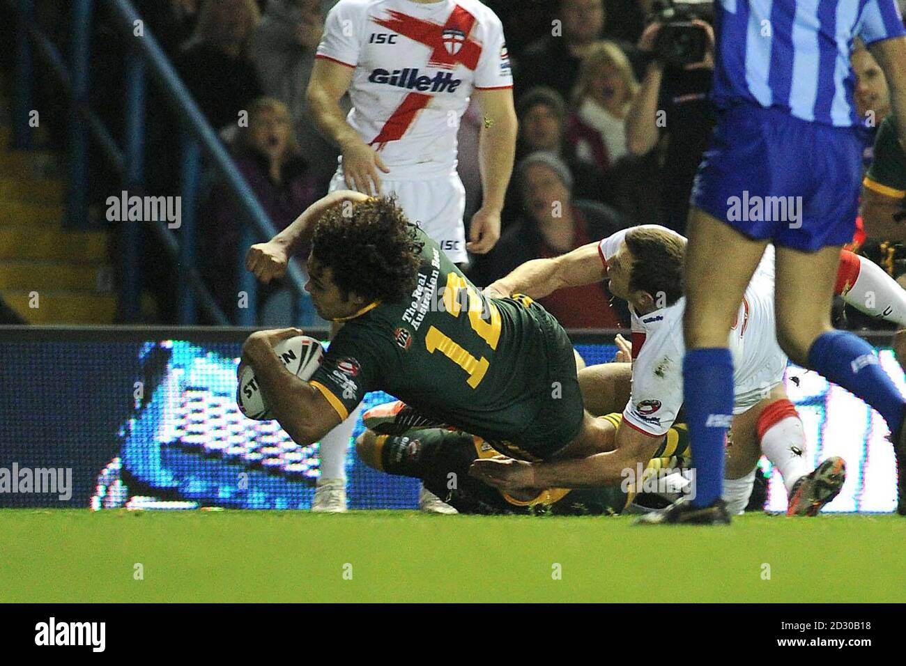 Australia's Sam Thaiday scores a try during the Four Nations Final ...