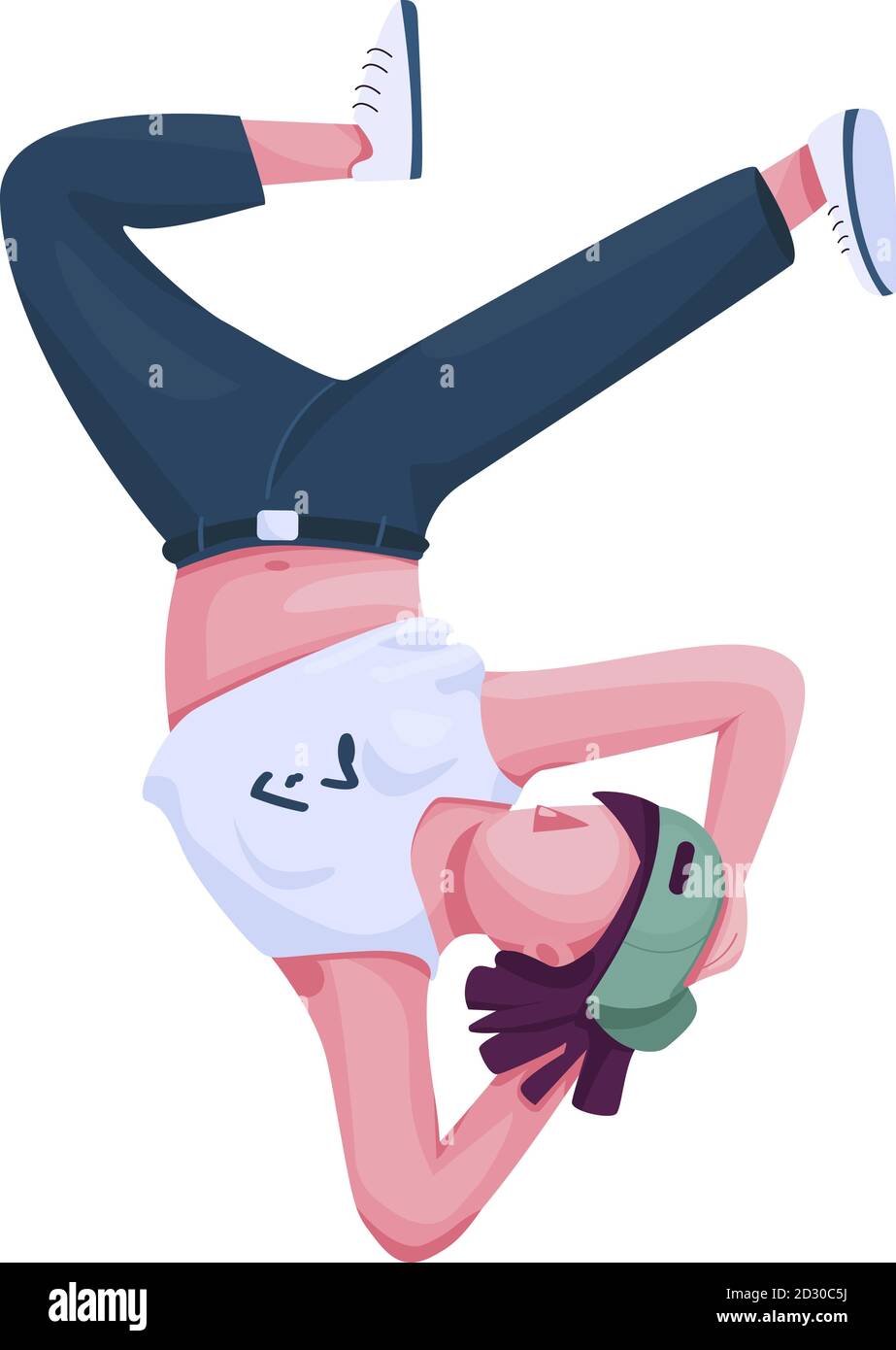 Break dance performer flat color vector faceless character. Stylish ...