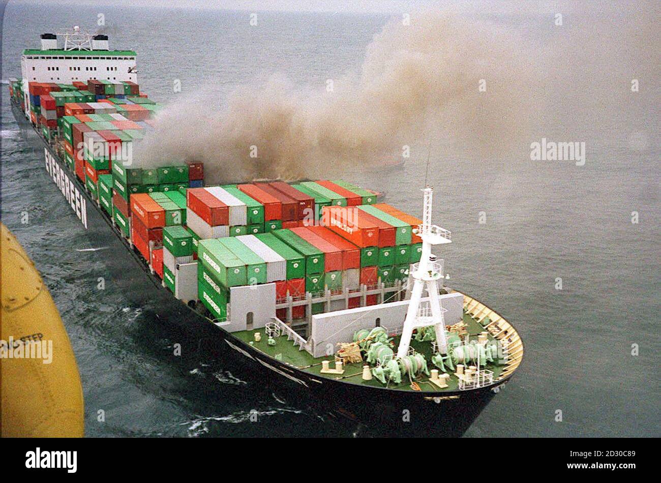 The container ship Ever Decent on fire in the English Channel off the ...