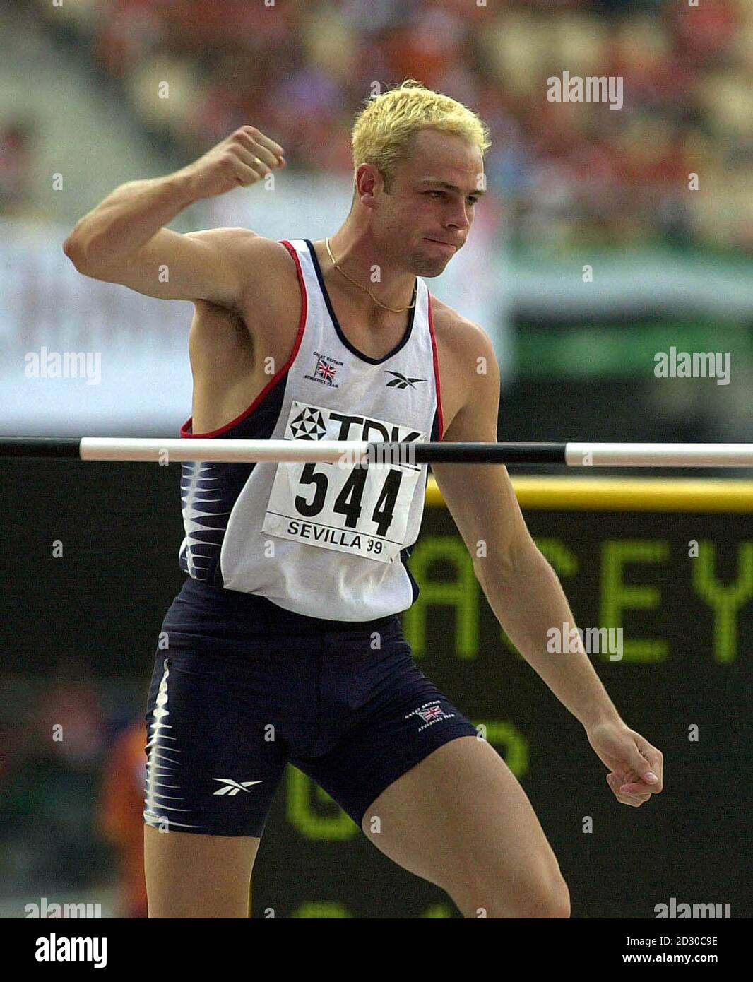 Britain's Dean Macey during the high-jump event in the Decathalon in ...