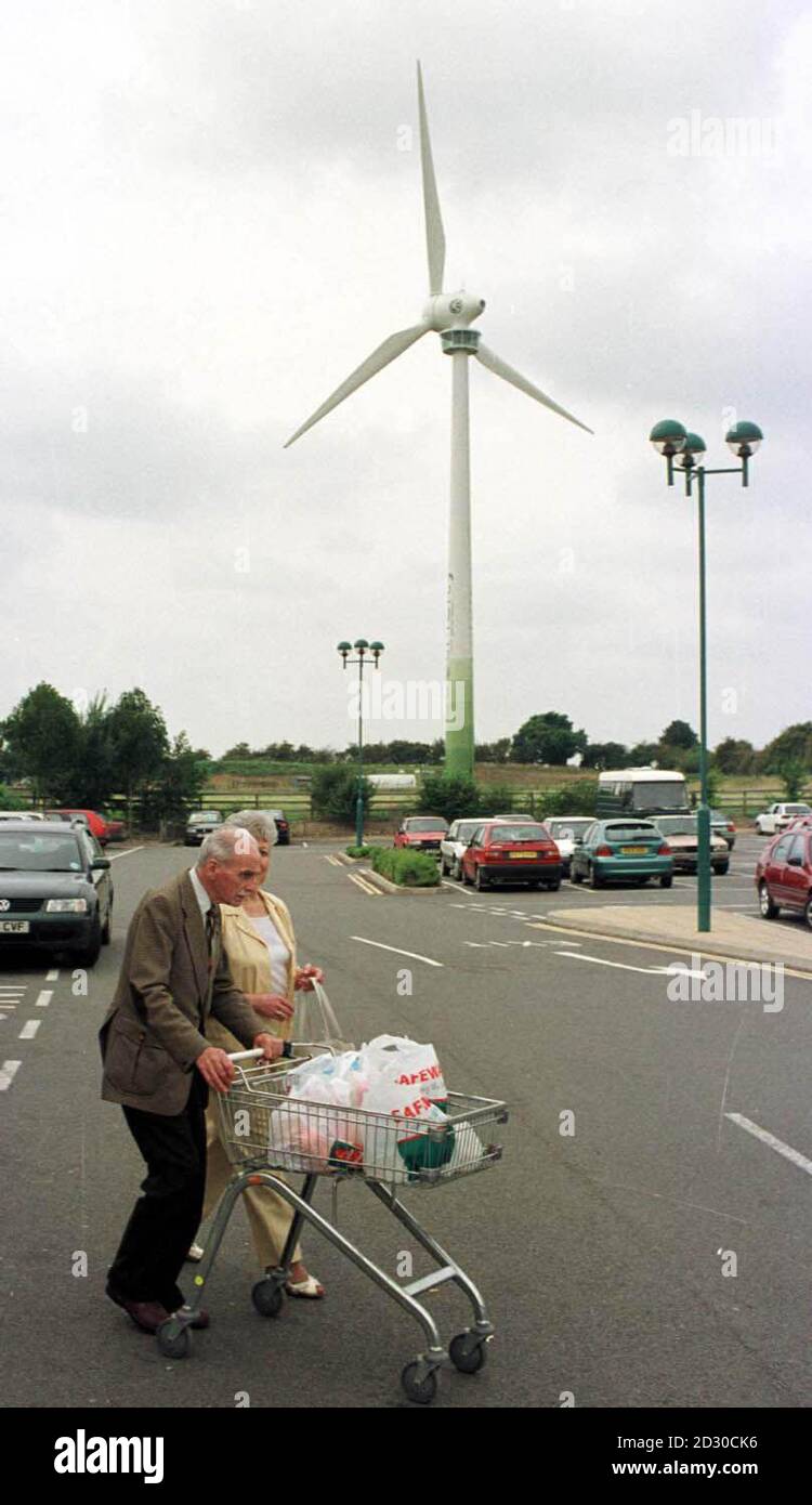 Supermarket shoppers in the shadow of the UKs most powerful wind ...