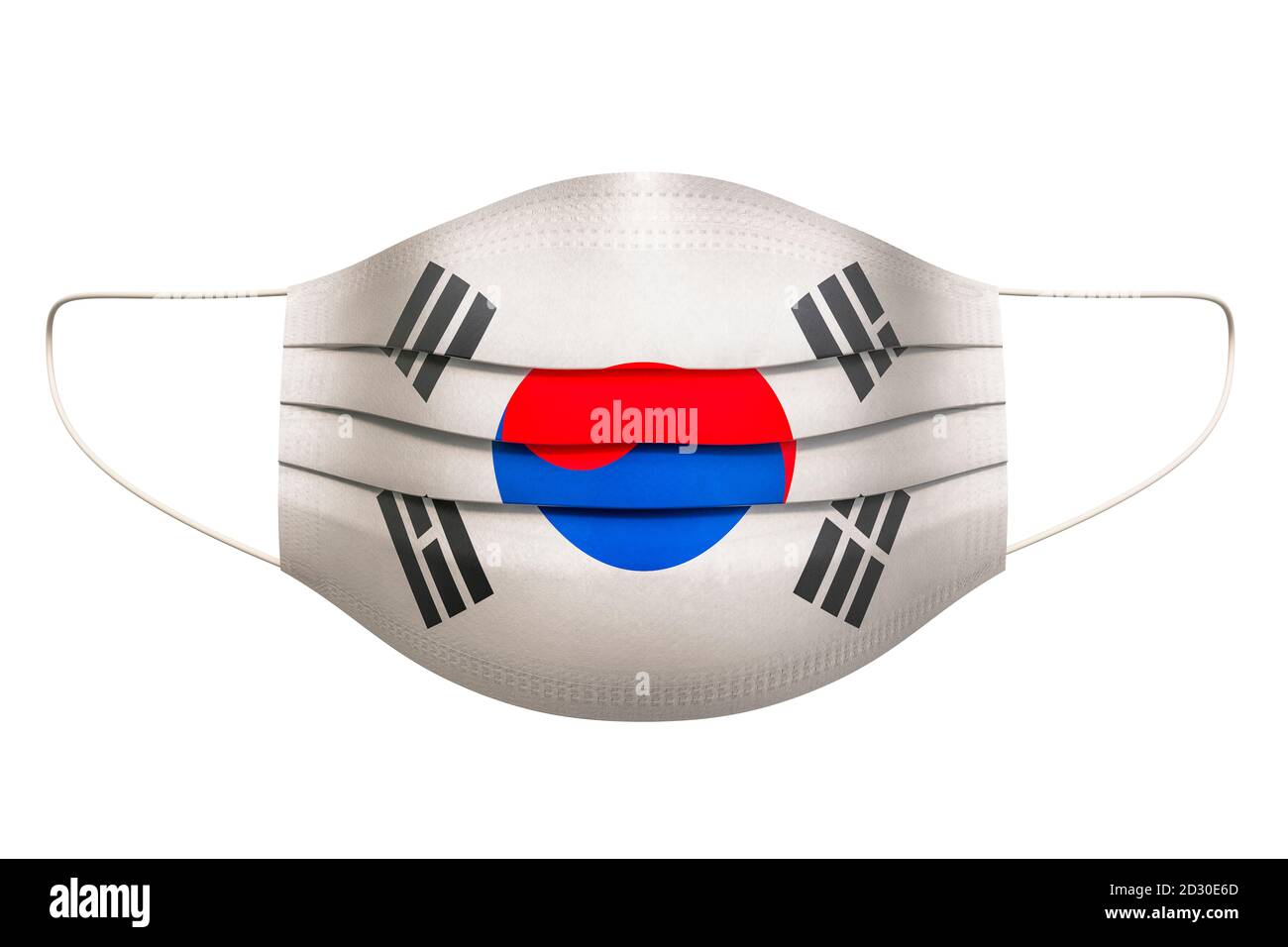 Medical Mask with South Korean flag. 3D rendering isolated on white ...