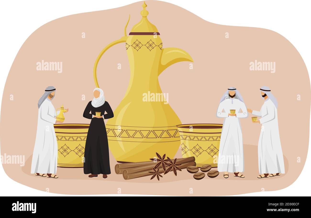 Coffee culture flat concept vector illustration. Traditional ceremony ...