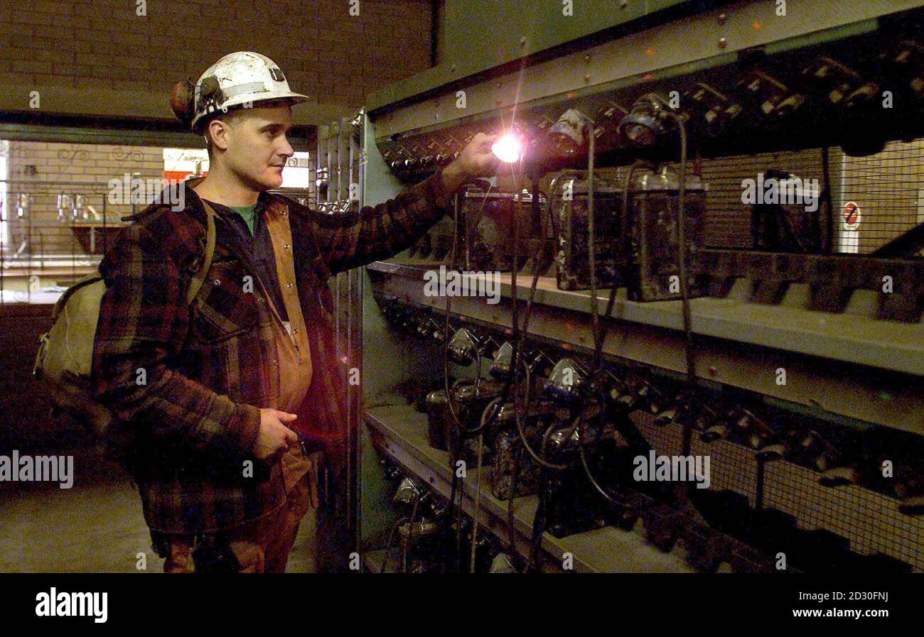 A miner at the 90 year old Ellington Colliery in Northumberland puts ...
