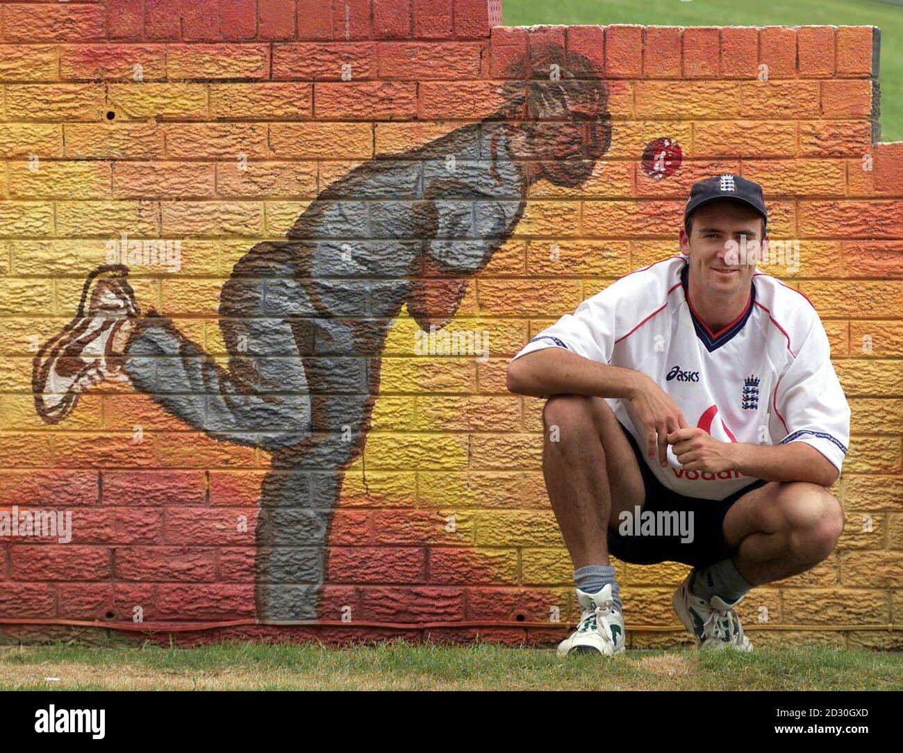 England cricketer Gavin Hamilton in front of a cricketing mural after ...