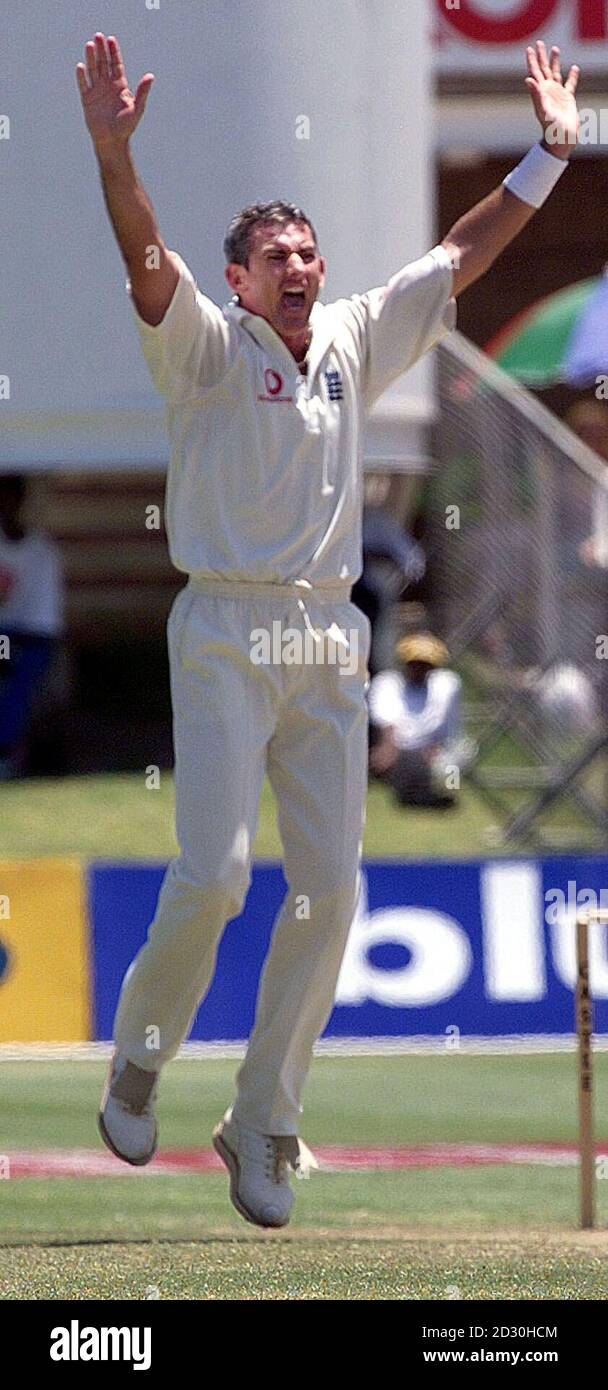 England bowler Andrew Caddick appeals for lbw, during the fourth day of ...