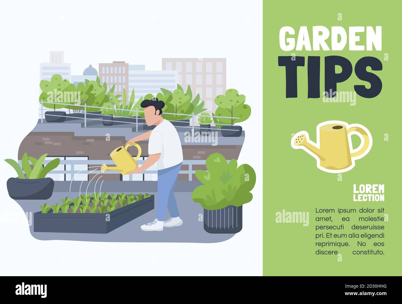Garden tips banner flat vector template. Brochure, poster concept ...