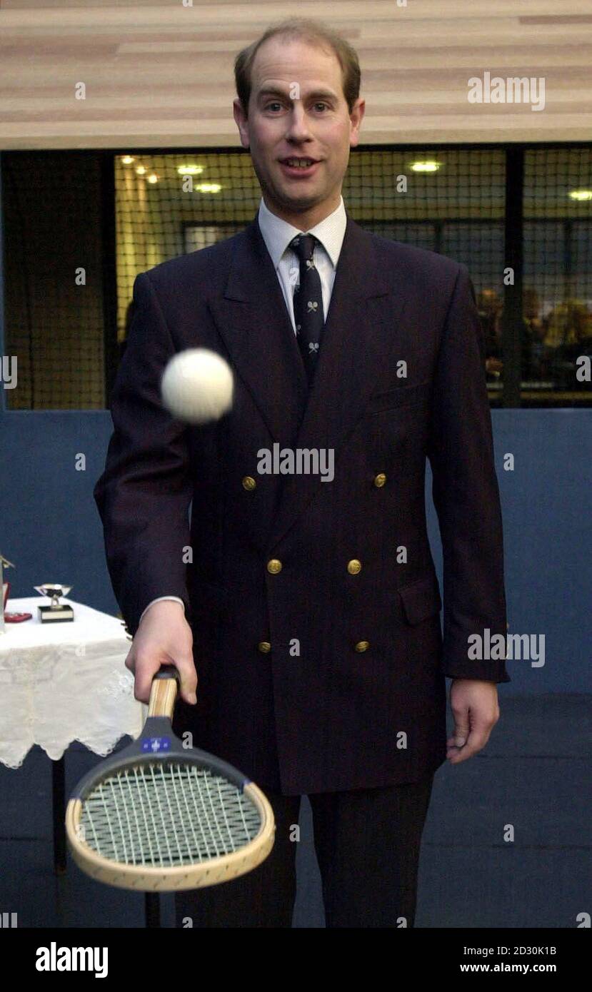 The Earl of Wessex tries out his tennis skills, at the official opening ...