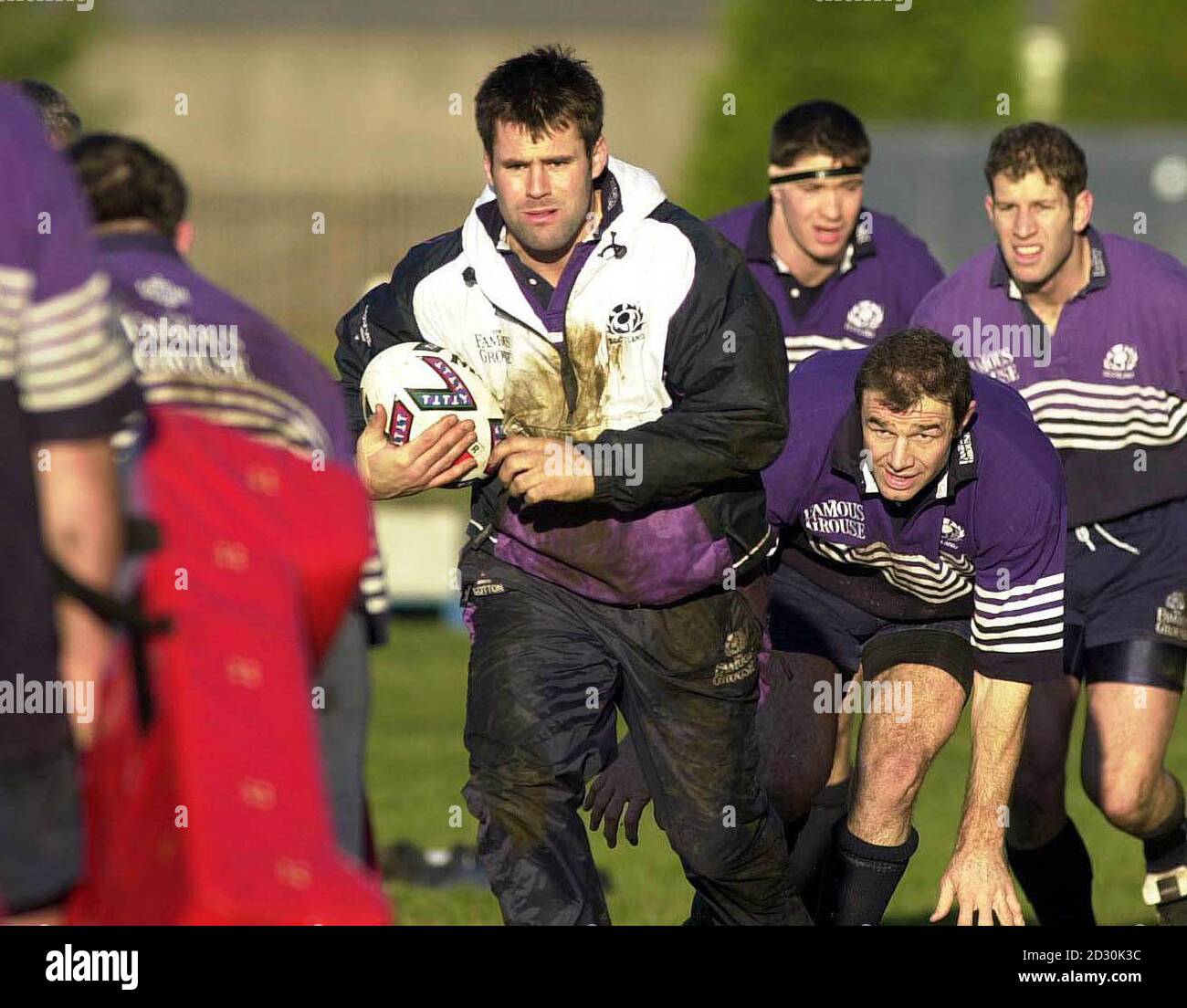 Scotland's Kenny Logan with his team mates during rugby training at the ...