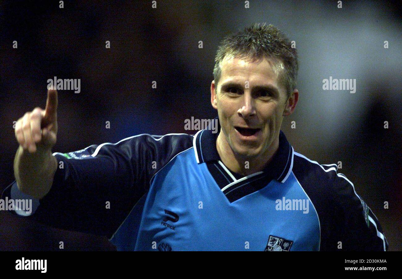 David Kelly, the Tranmere substitute, celebrates his winning goal that ...