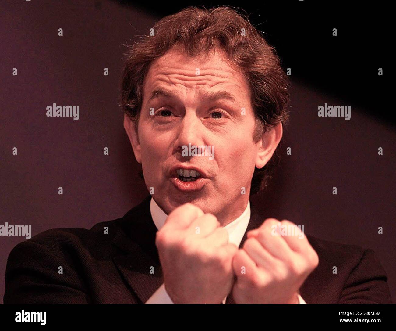 Politics clenched fist speaking mouth open tony blair hi-res stock ...