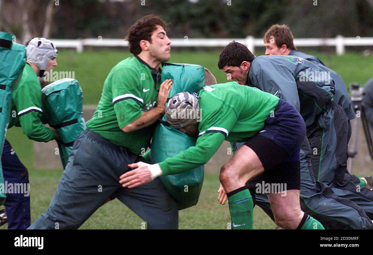 The Irish rugby squad during training at Greystones in Co. Wicklow ...