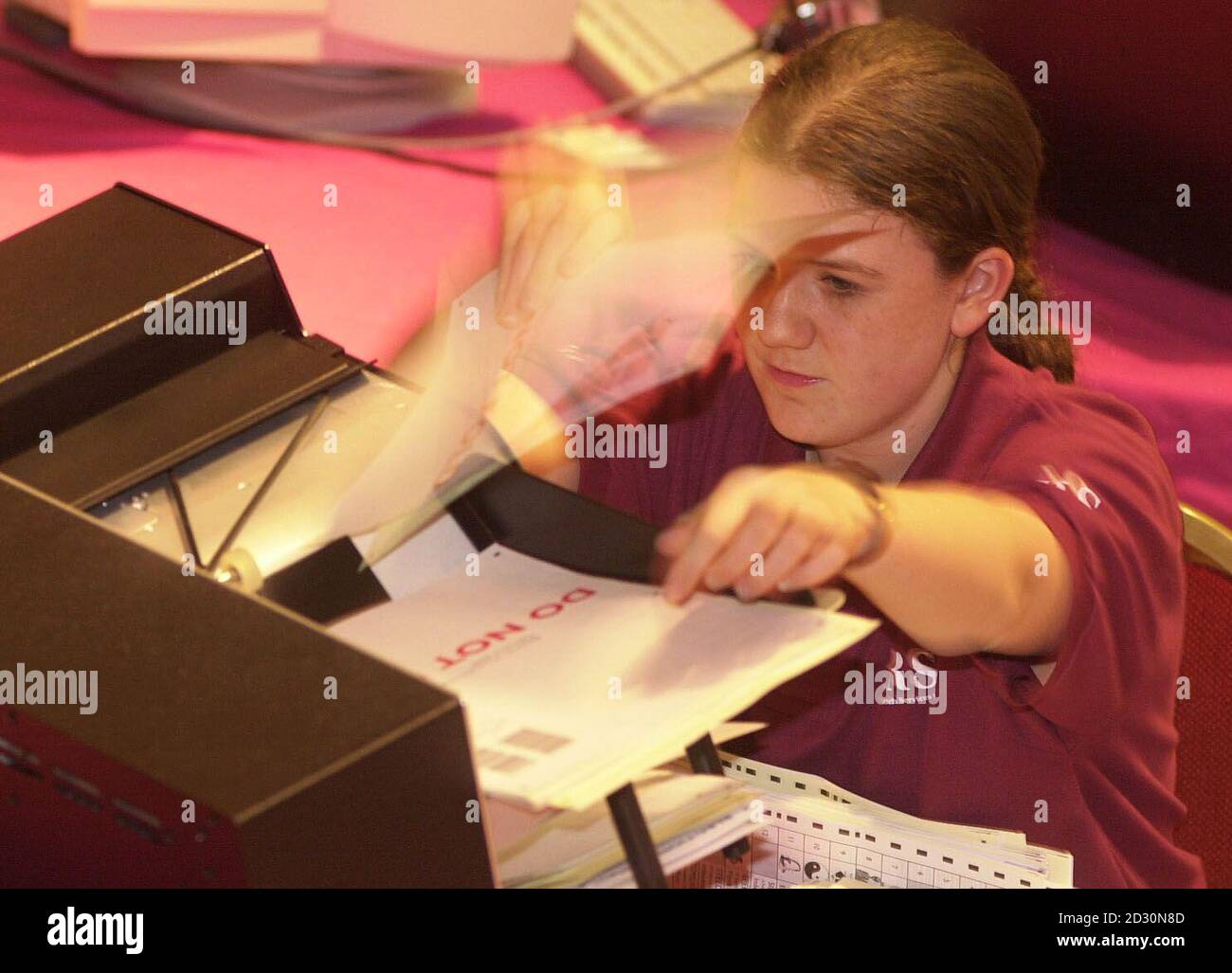 A vote counter at Hammersmith Town Hall, in the west central ...