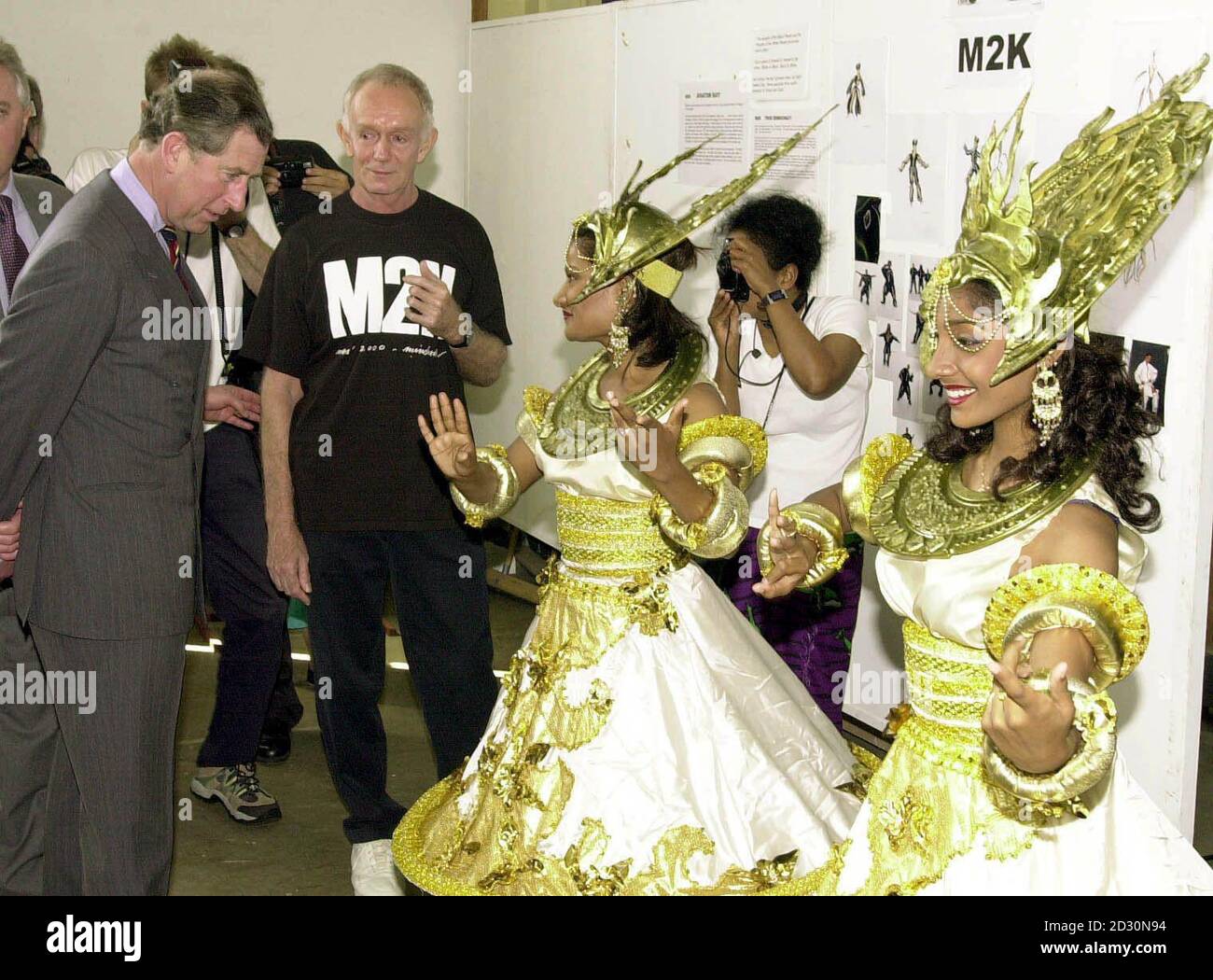 The Prince of Wales with Peter Minshall owner of the Mas camp, as they ...