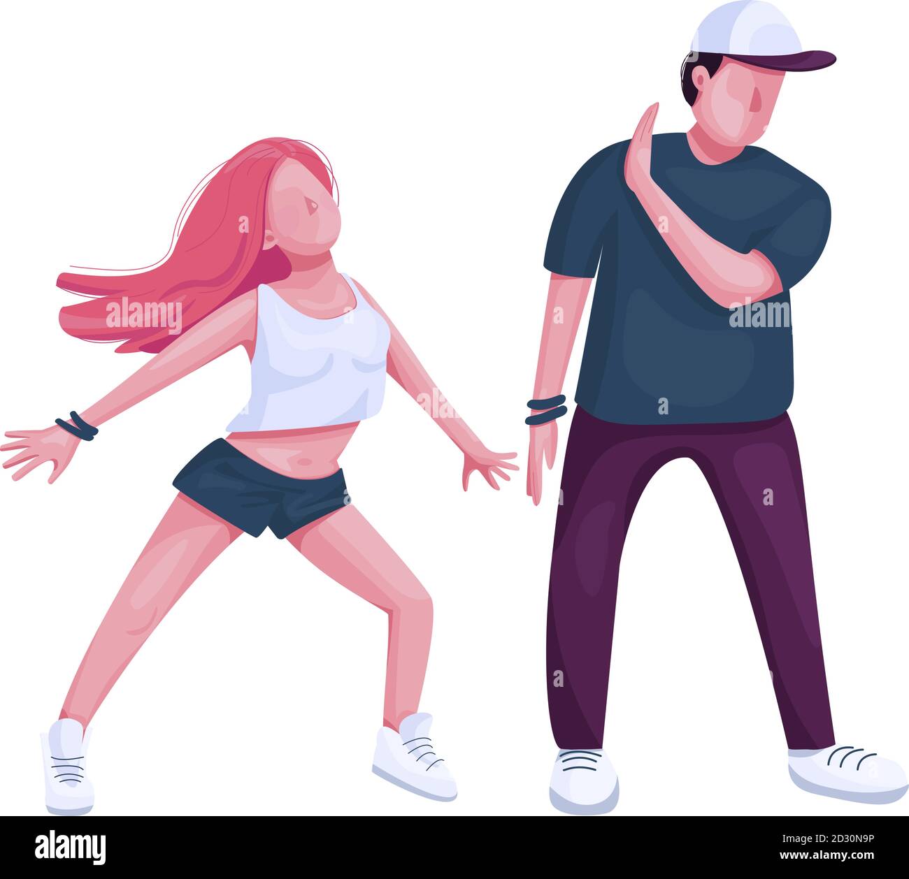 Contemporary dancers couple together flat color vector faceless ...