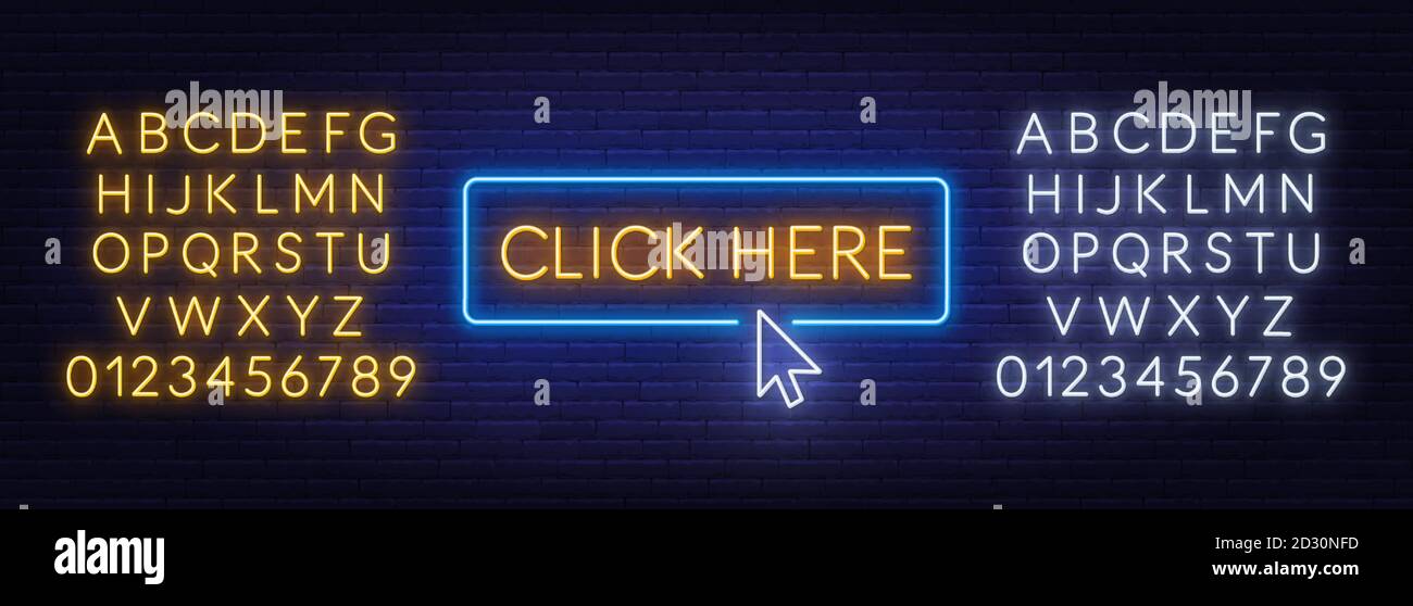 Click neon sign Stock Vector Images - Alamy