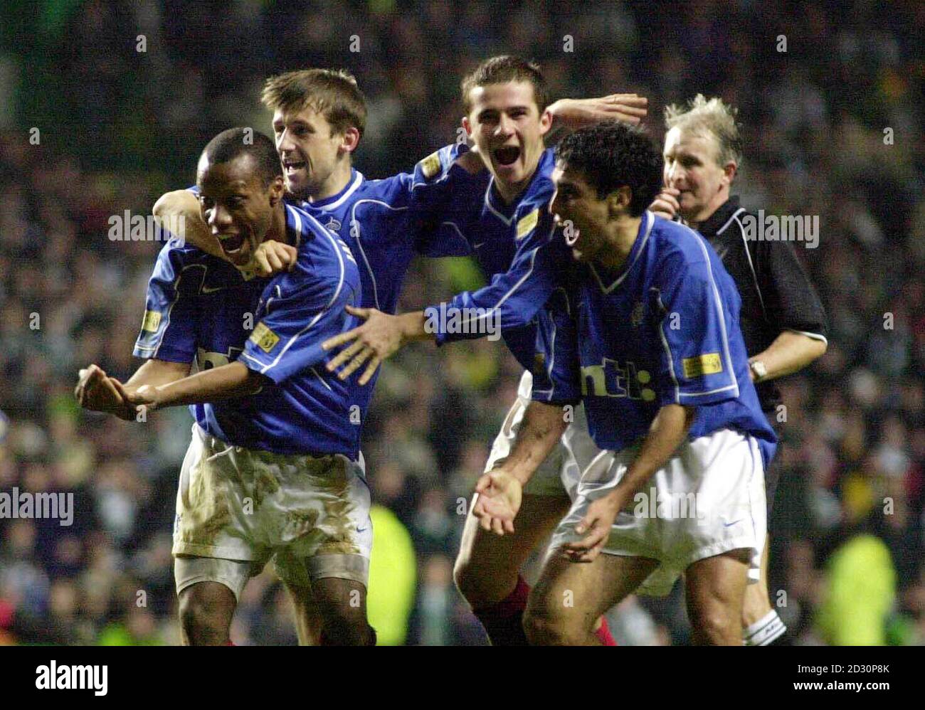 Ranger's Rod Wallace far left scores the first goal against Celtic ...