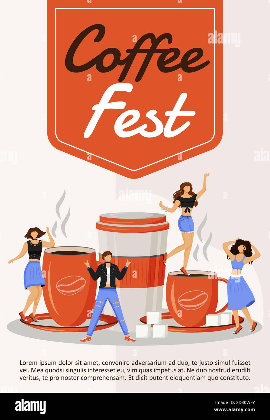 Coffee fest poster flat vector template. Community fair. Entertainment ...