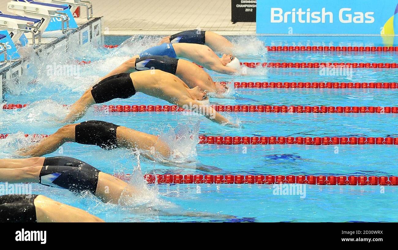 Liam Tancock in lane 4 at the start of the Men's 100m Backstroke during ...