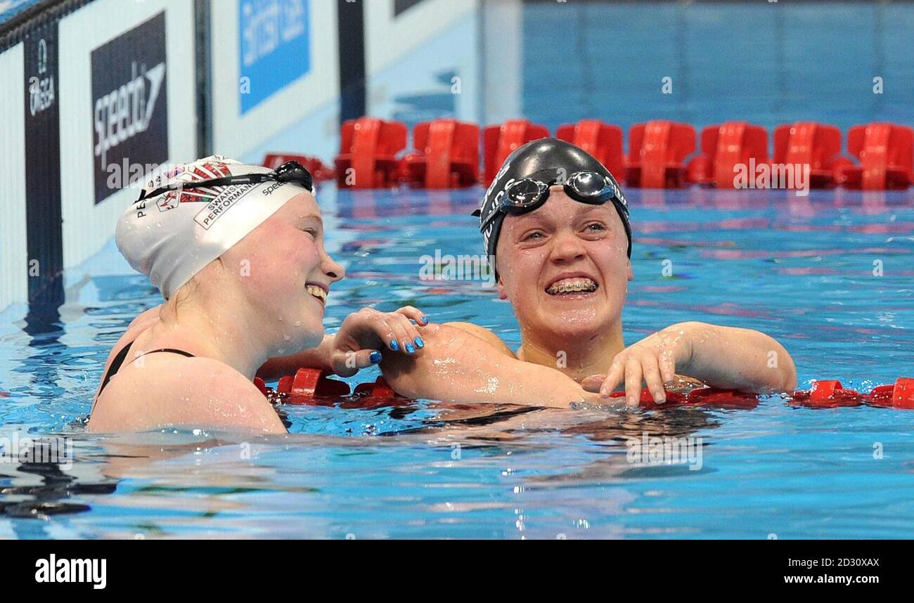 Eleanor Simmonds (right) celebrates with Gemma Almond after winning ...