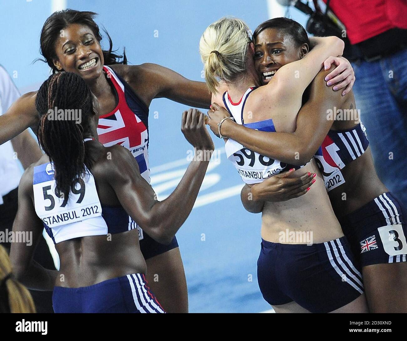 Great Britain's 4x400m relay team of Shana Cox (second left), Nicola ...
