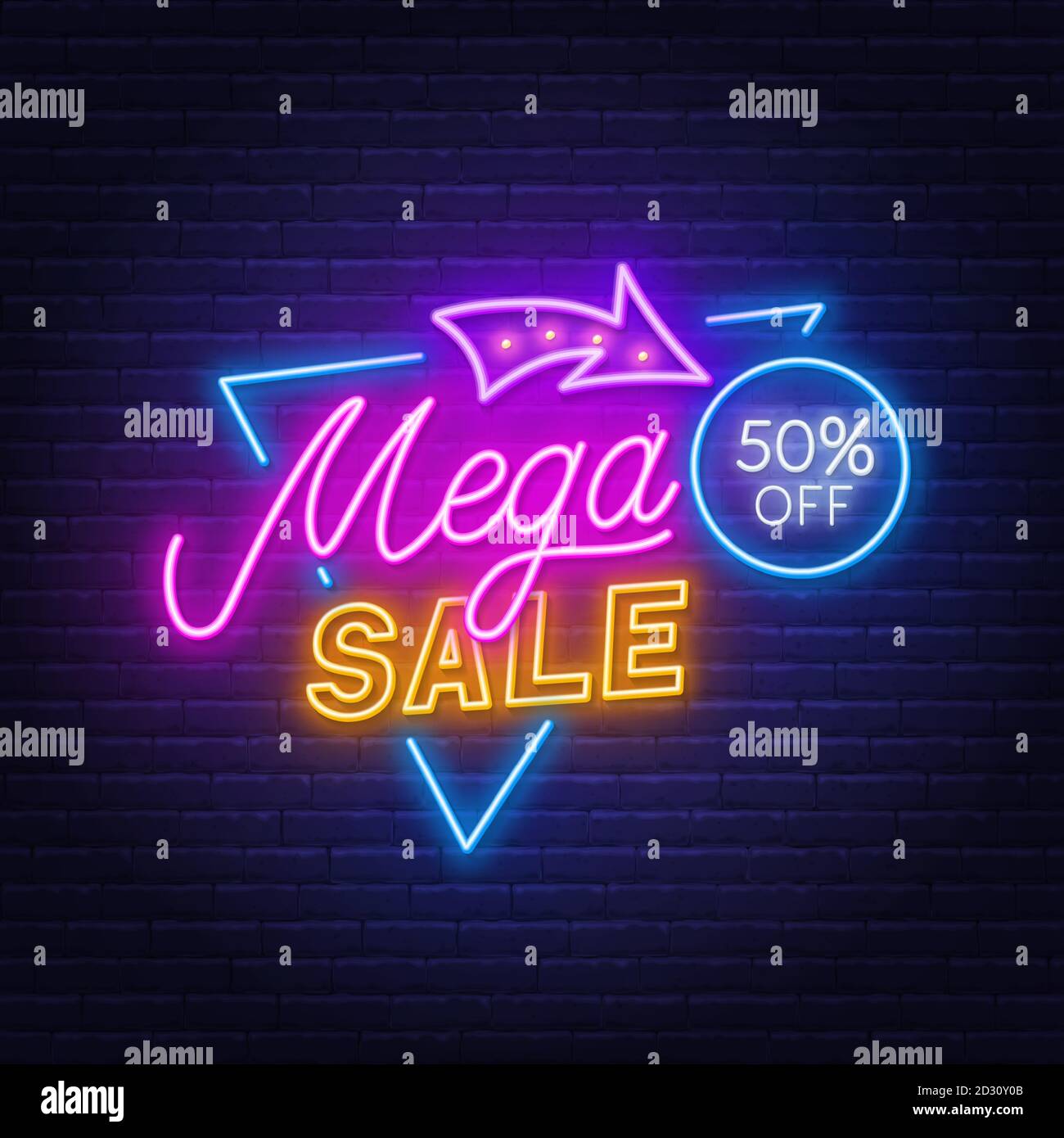 Neon sign mega sale Stock Vector Images - Alamy