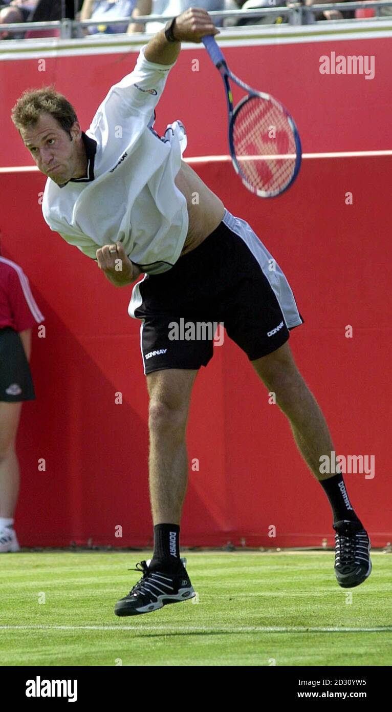 Britain's Greg Rusedski serves during his first round match against ...