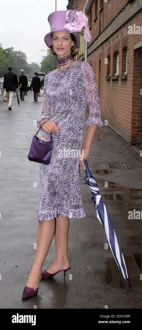 Trinny Woodall, arrives at Royal Ascot wearing a Bella Freud chiffon ...