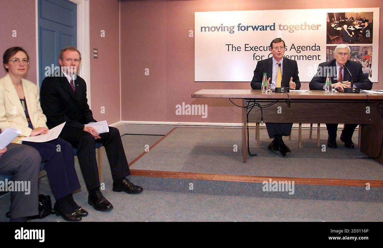 (L) Sinn Fein's Barbara De Brun and Martin McGuinness listen to First ...