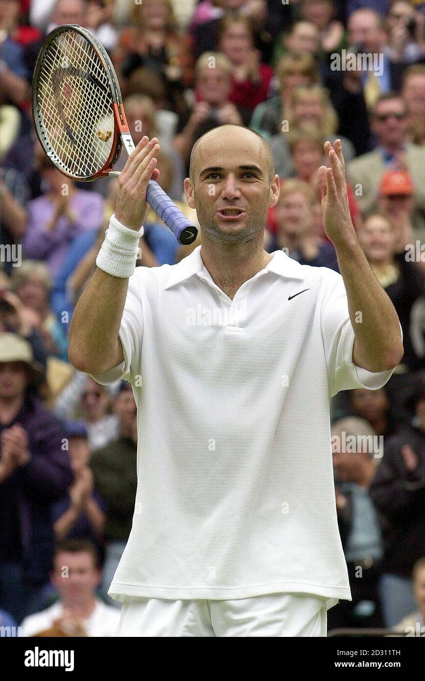 NO COMMERCIAL USE: NO COMMERCIAL USE: America's Andre Agassi celebrates ...