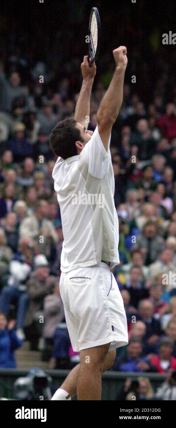NO COMMERCIAL USE: America's Pete Sampras celebrates his 6/7 7/6 6/4 6/ ...