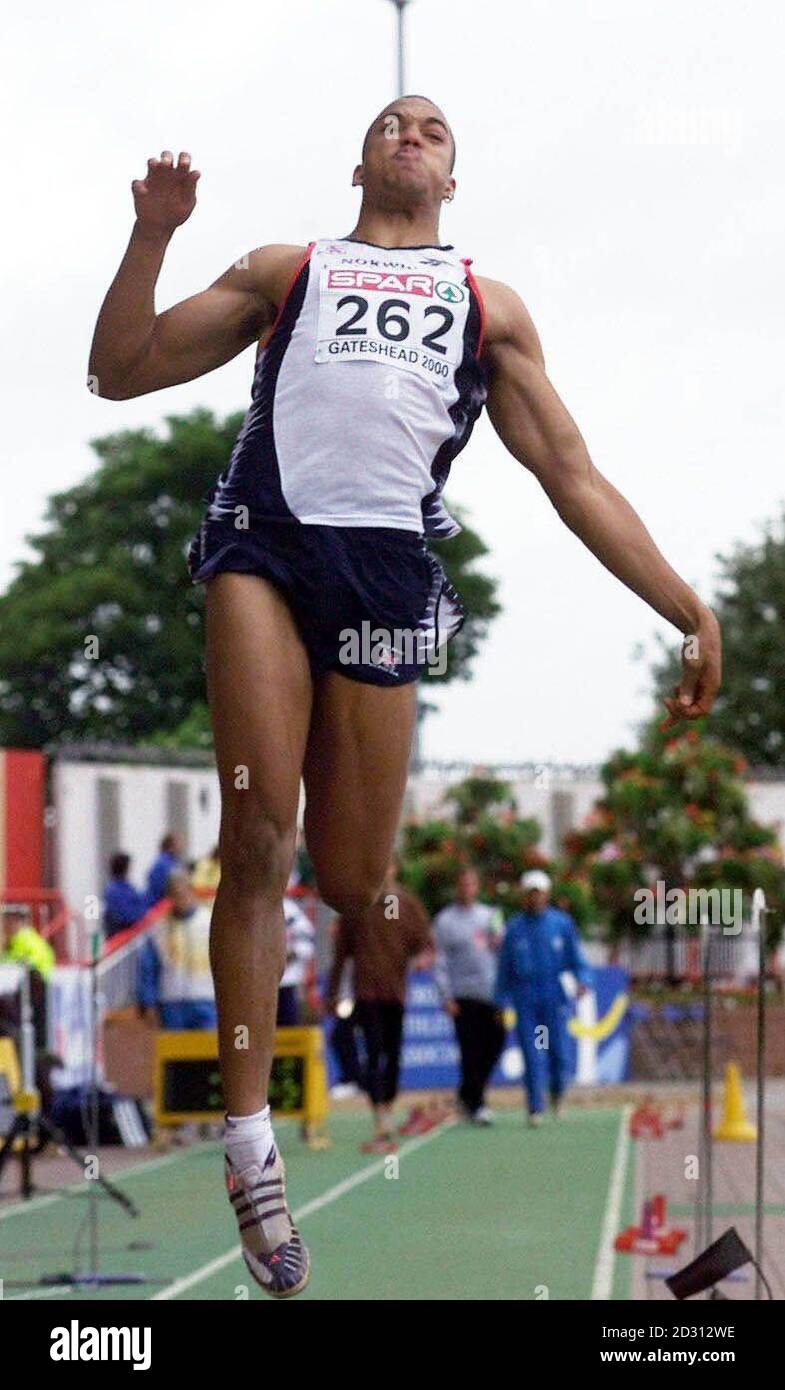 Britain's Nathan Morgan competes in the long jump during the Spar ...